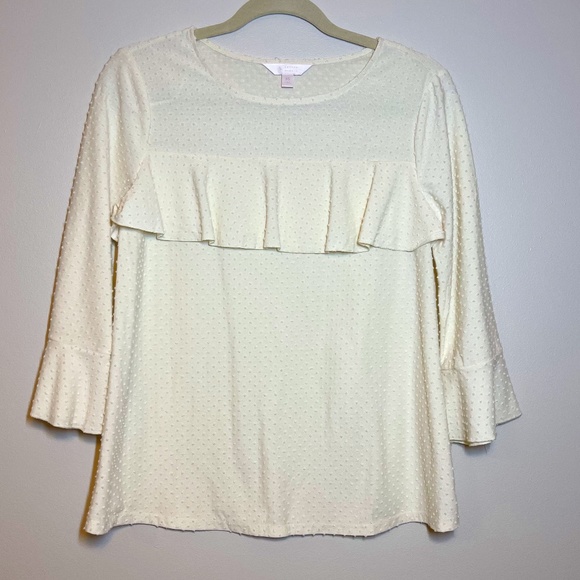 LC Lauren Conrad | Tops | Lc Lauren Conrad Ivory Ruffle Top Xs | Poshmark